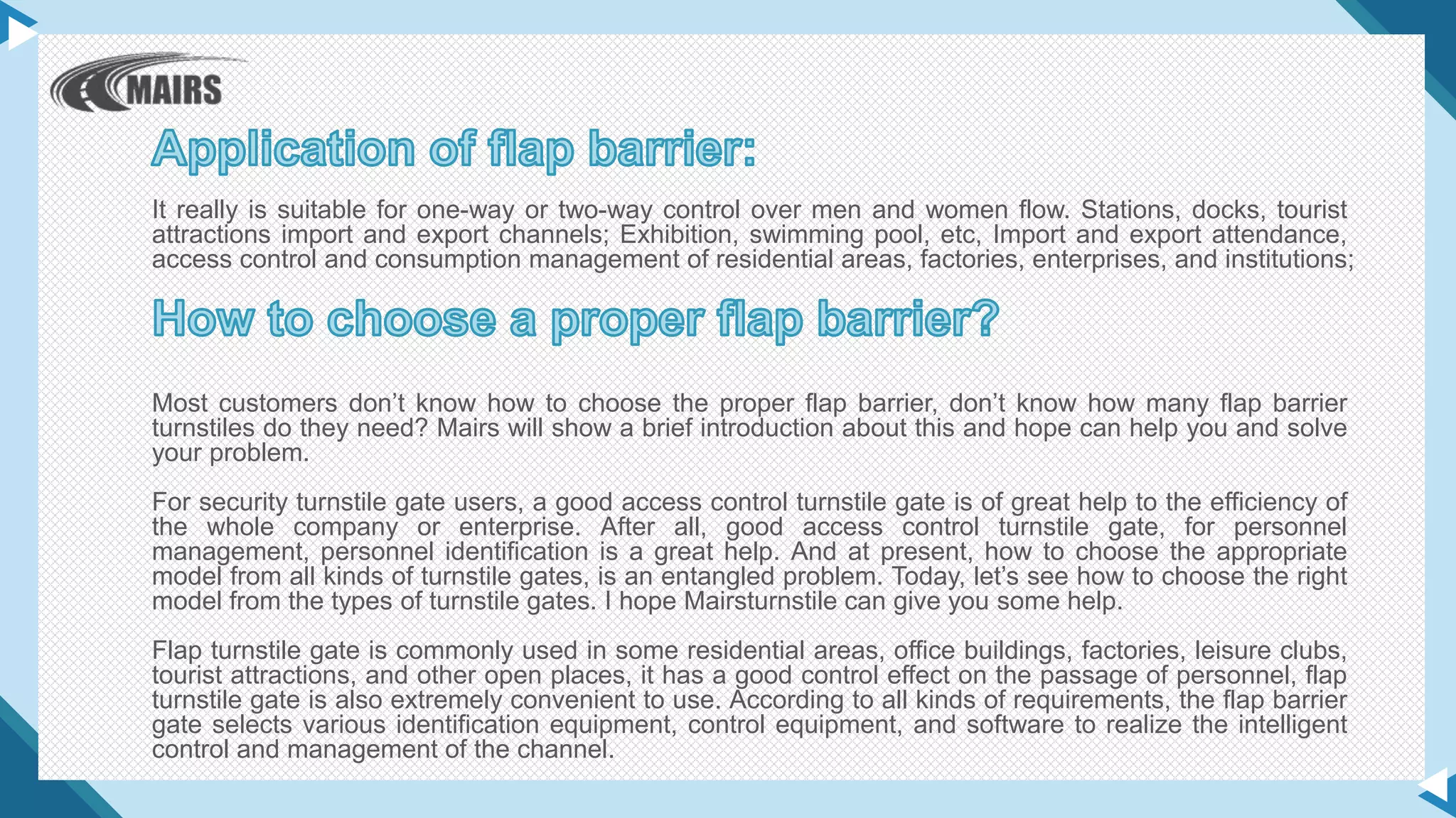 What is flap barrier - Mairsturnstile.com