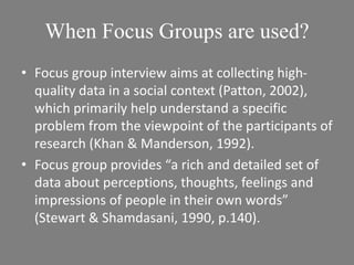 What is focused group interview | PPT