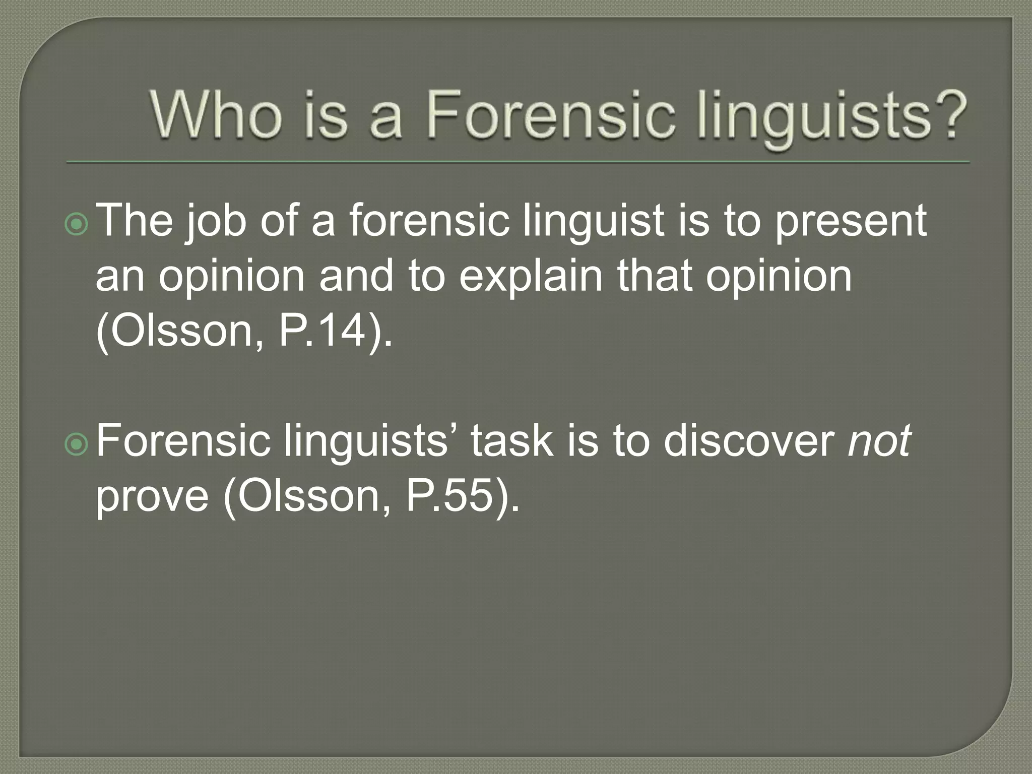 forensic linguistics | PPTX