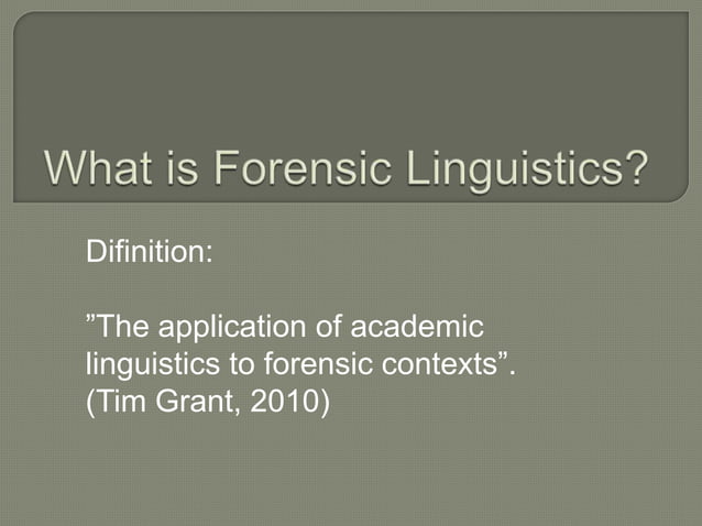forensic linguistics | PPTX