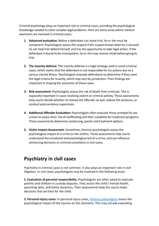 What is Forensic Psychology? and Explore Psychiatry? | PDF
