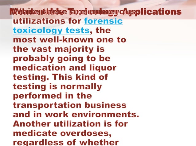 What is forensic toxicology tests? | PPT