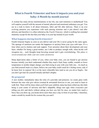 What is fourth trimester and how it impacts you and your baby- Monthly ...