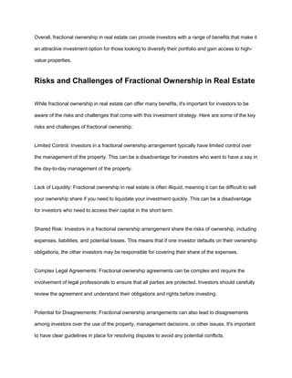 What is Fractional Ownership in Real Estate and How Does it Work | PDF