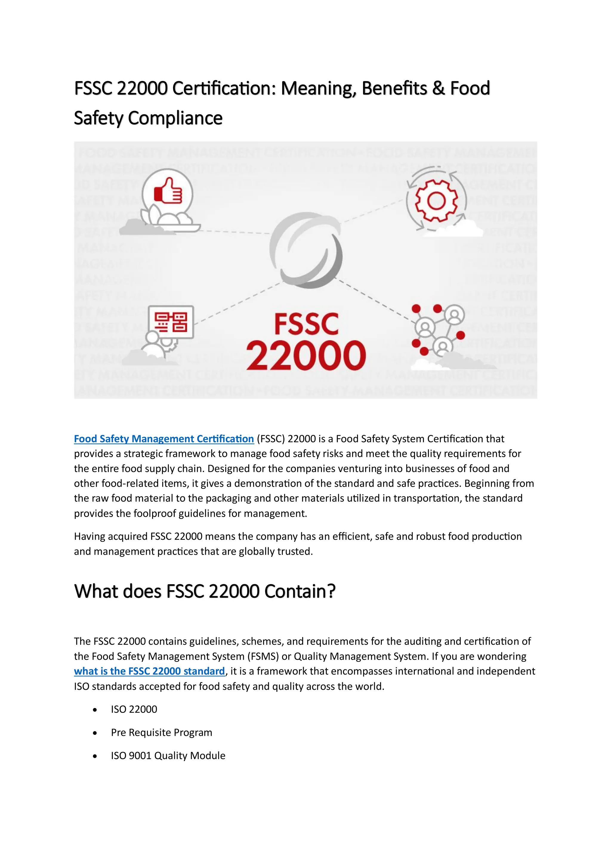 FSSC 22000 Certification: Meaning, Benefits & Food Safety Compliance | PDF