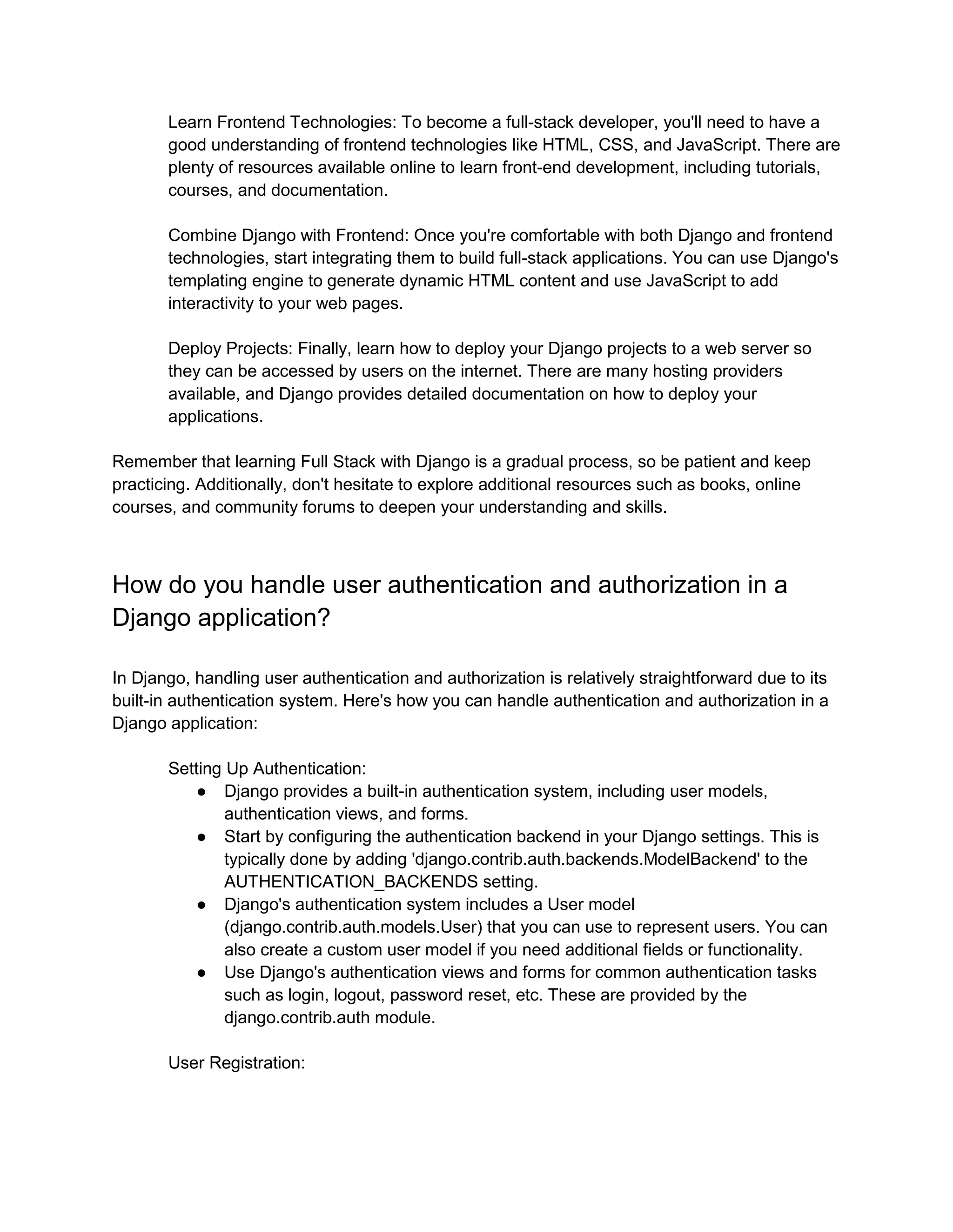 What is Full Stack with Django and how to start learning It.docx | Web Development | Internet