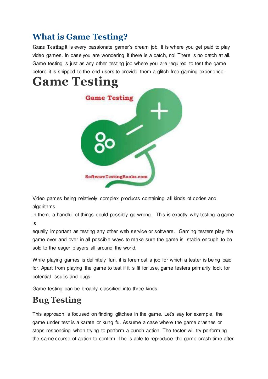 What is game testing
