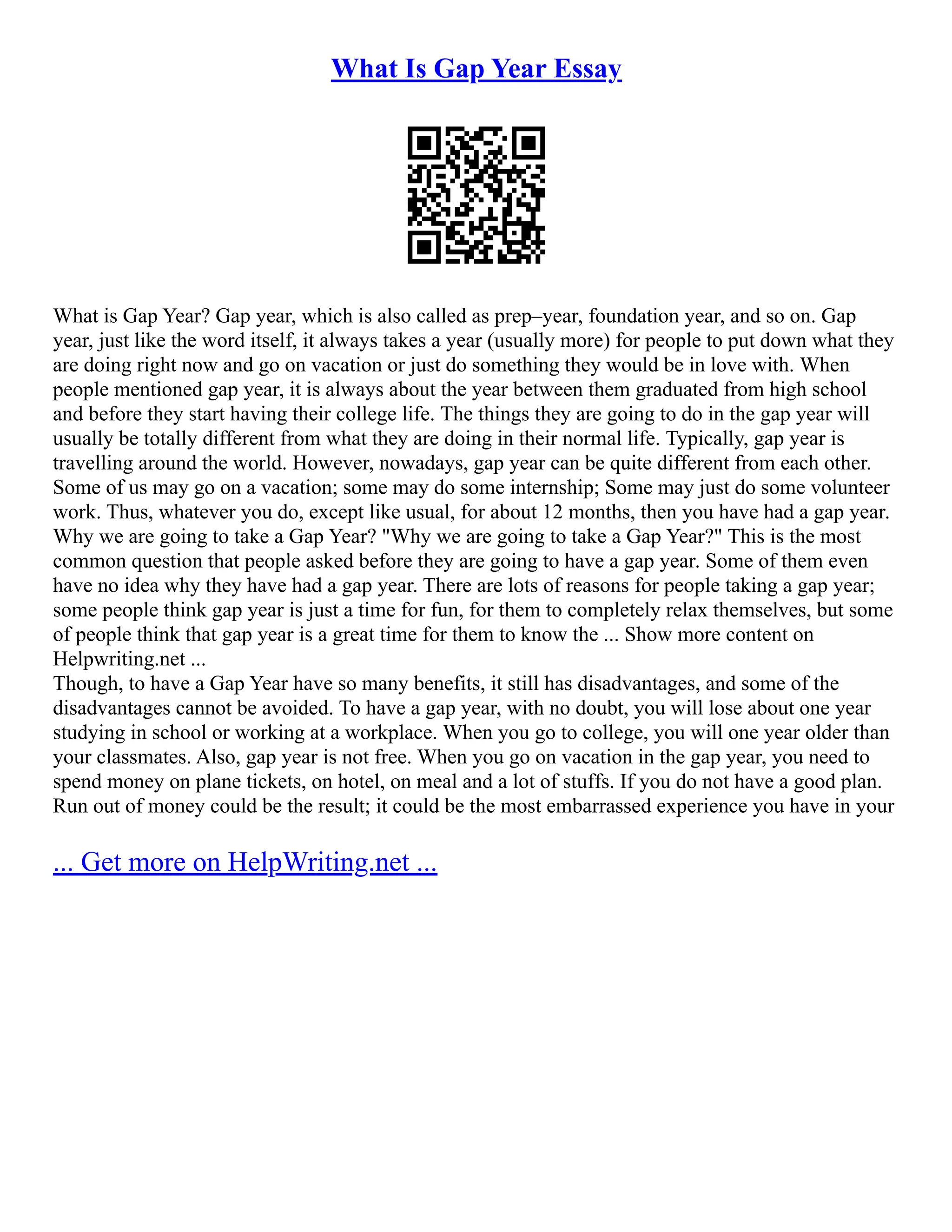 What Is Gap Year Essay | PDF | College Planning | College Education