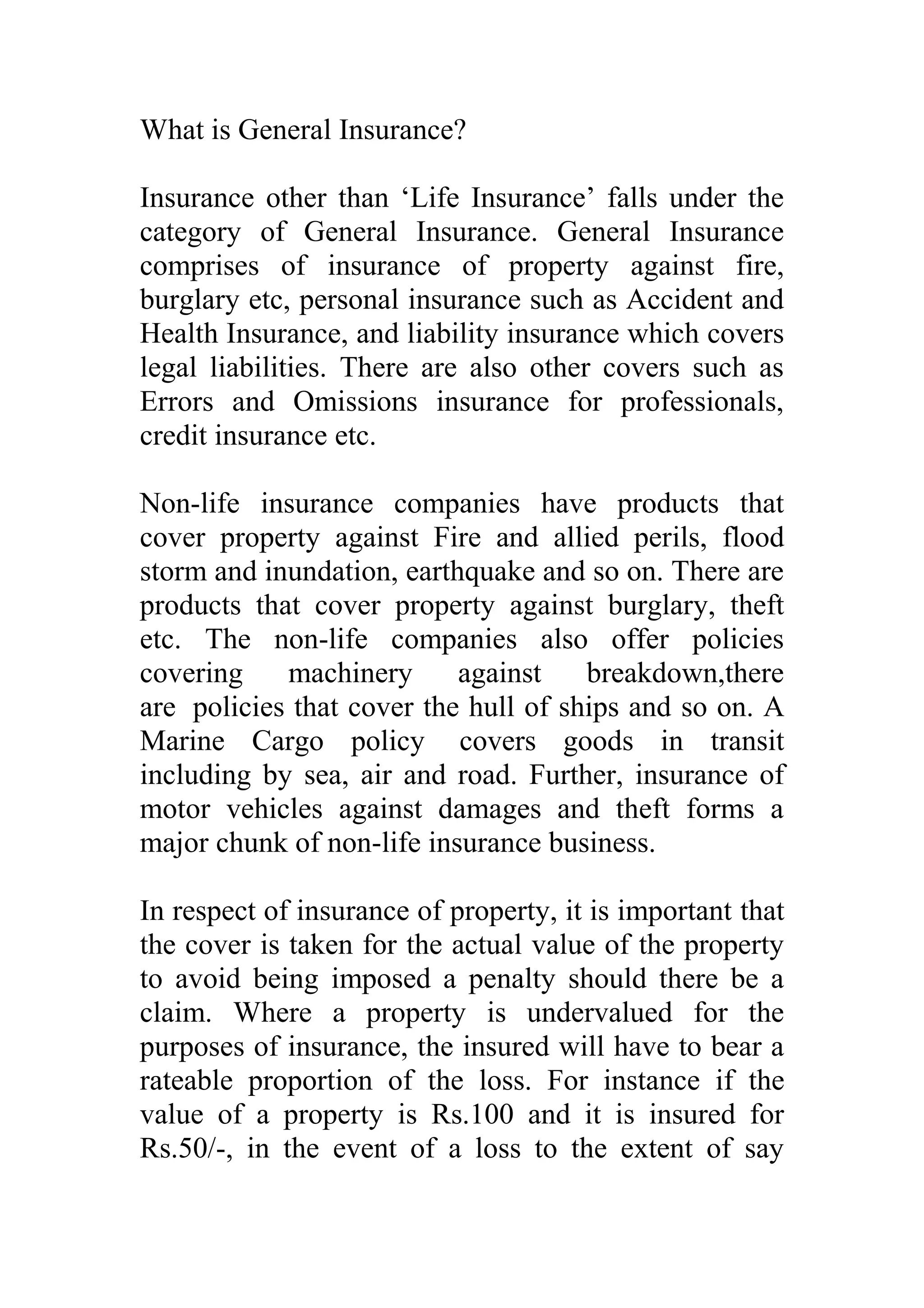 What is general insurance | DOCX