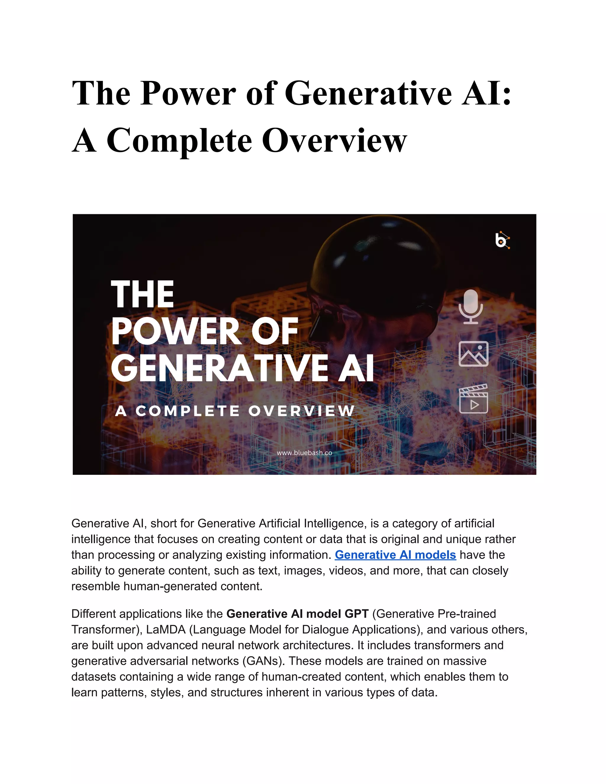 A comprehensive guide to unlock the power of generative AI | PDF
