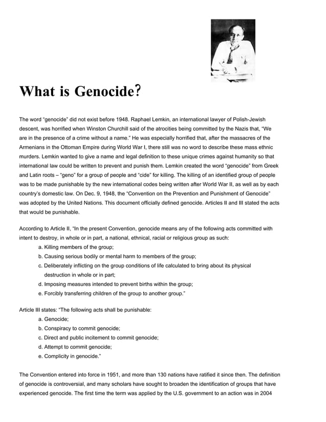 What Is Genocide | DOC | Death, Injury, or Military Conflict ...