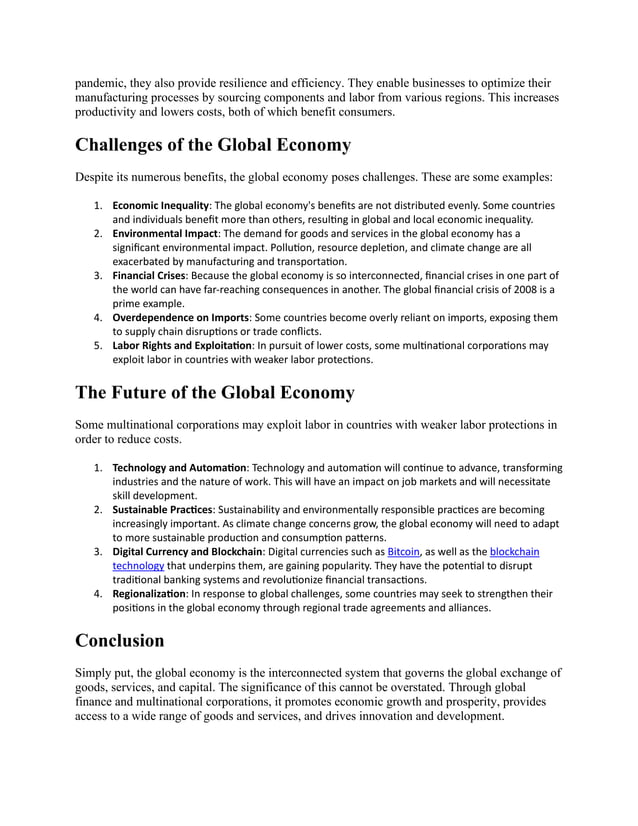 What Is Global Economy and Its Importance.pdf | Economy | Business and ...