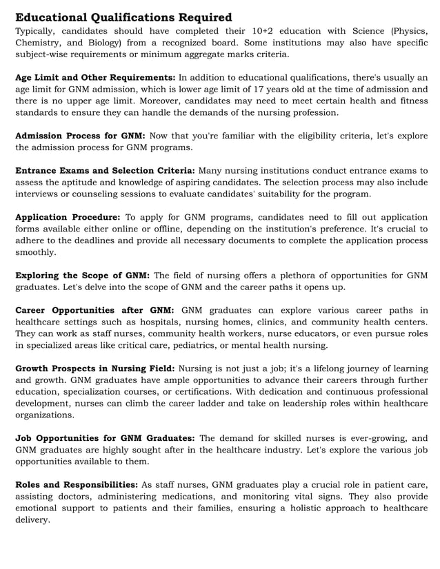 What is GNM Degree Nursing, Subjects And More..pdf