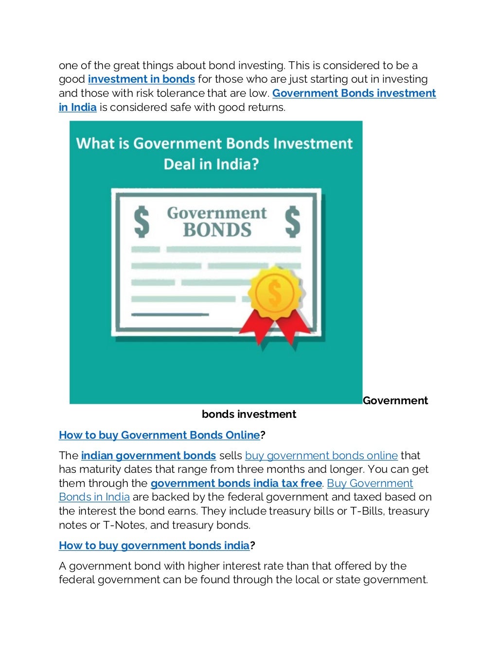 What Is Government Bonds Investment What Is Government Bonds Investment