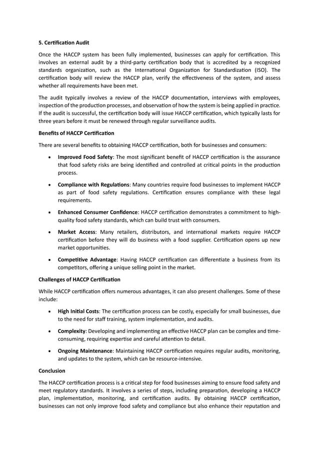 What is HACCP Certification Process. Explain | PDF