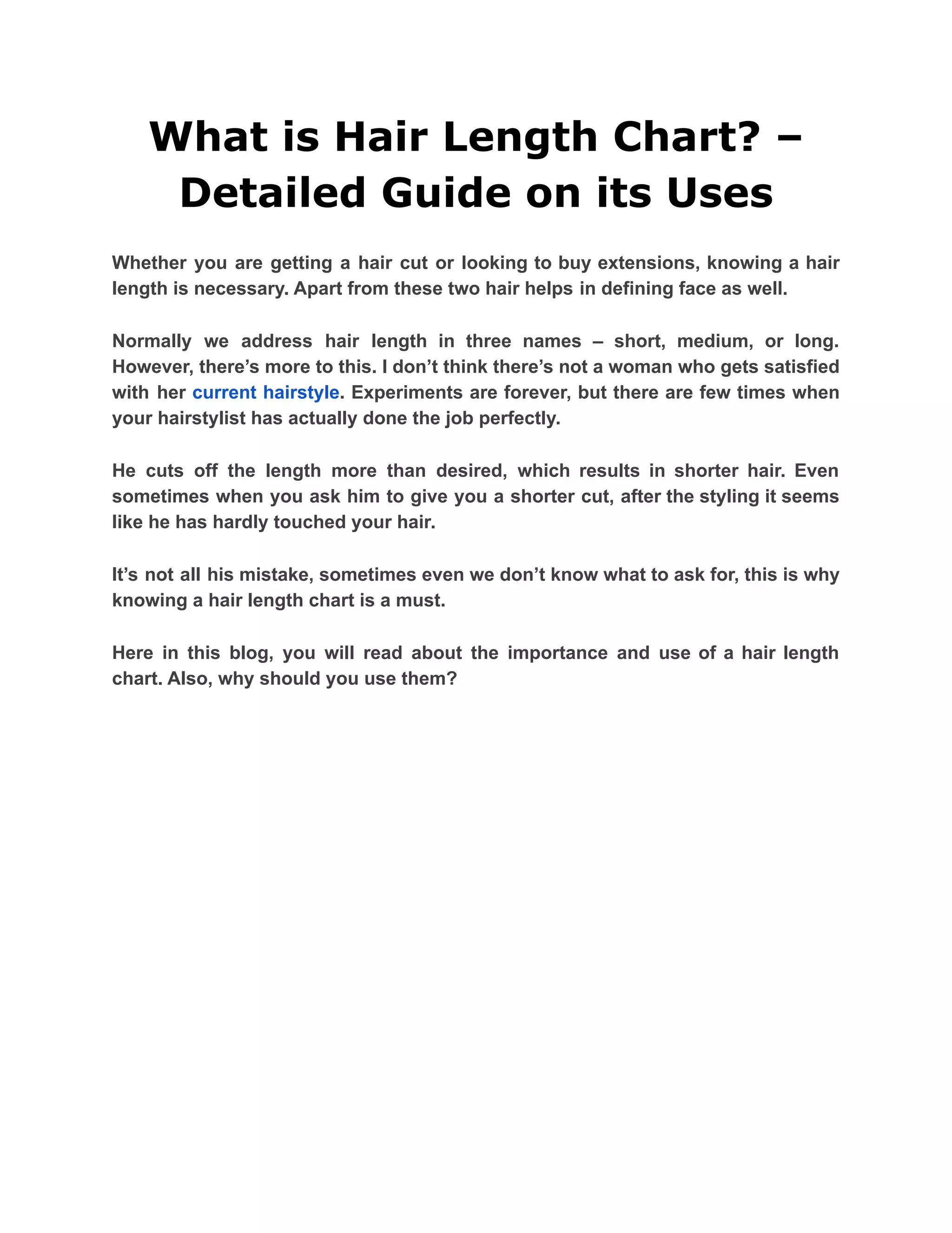 What is hair length chart – detailed guide on its uses | PDF