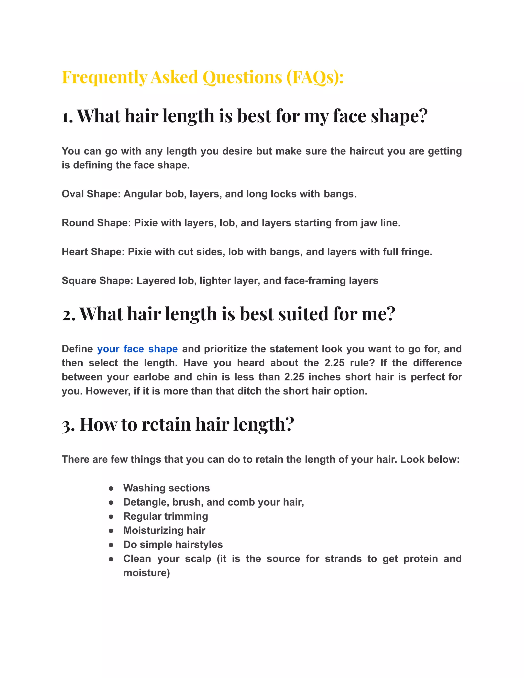 What is hair length chart – detailed guide on its uses | PDF