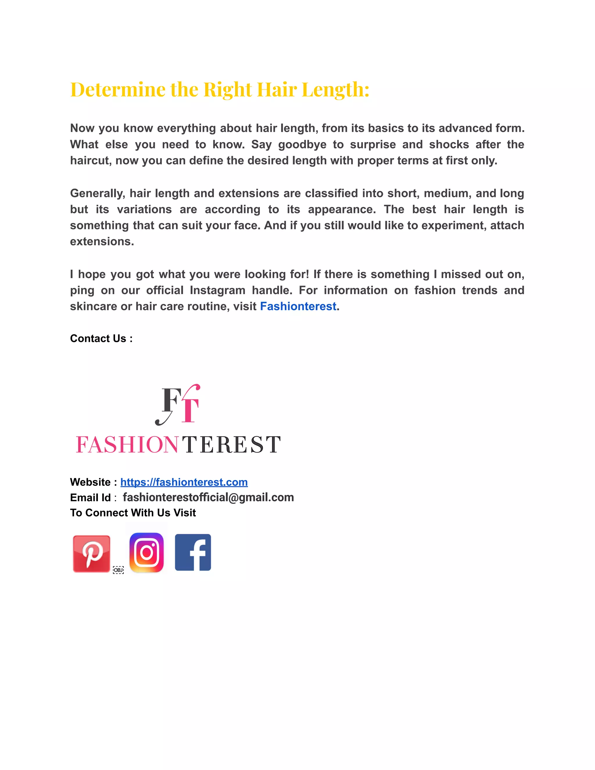 What is hair length chart – detailed guide on its uses | PDF