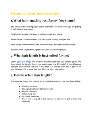 What is hair length chart – detailed guide on its uses | PDF