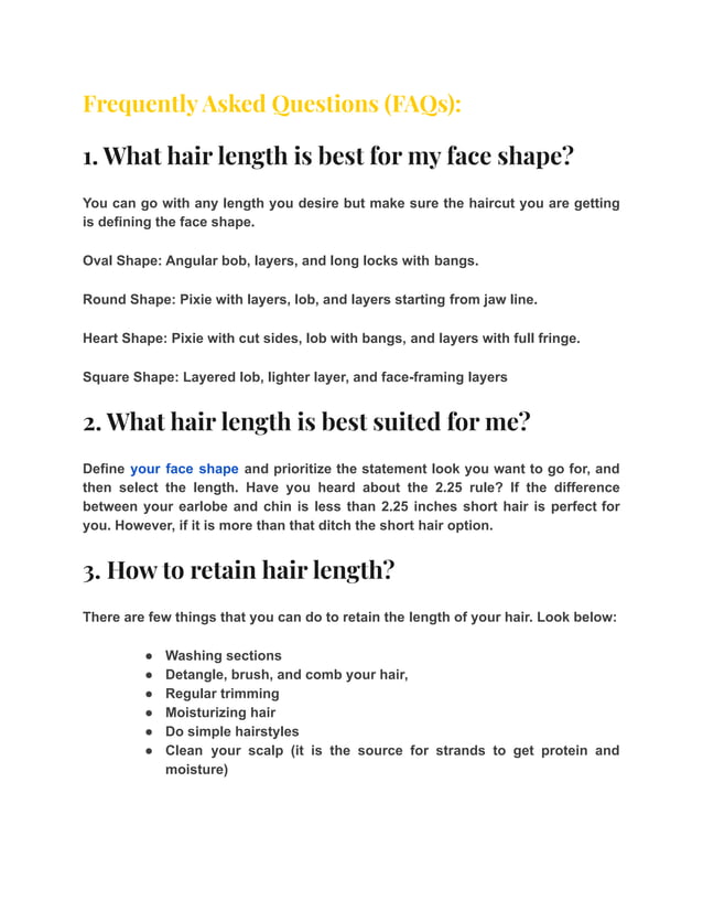 What is hair length chart – detailed guide on its uses | PDF