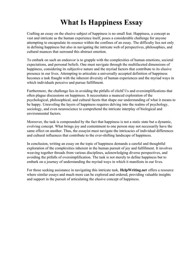 What Is Happiness Essay | PDF