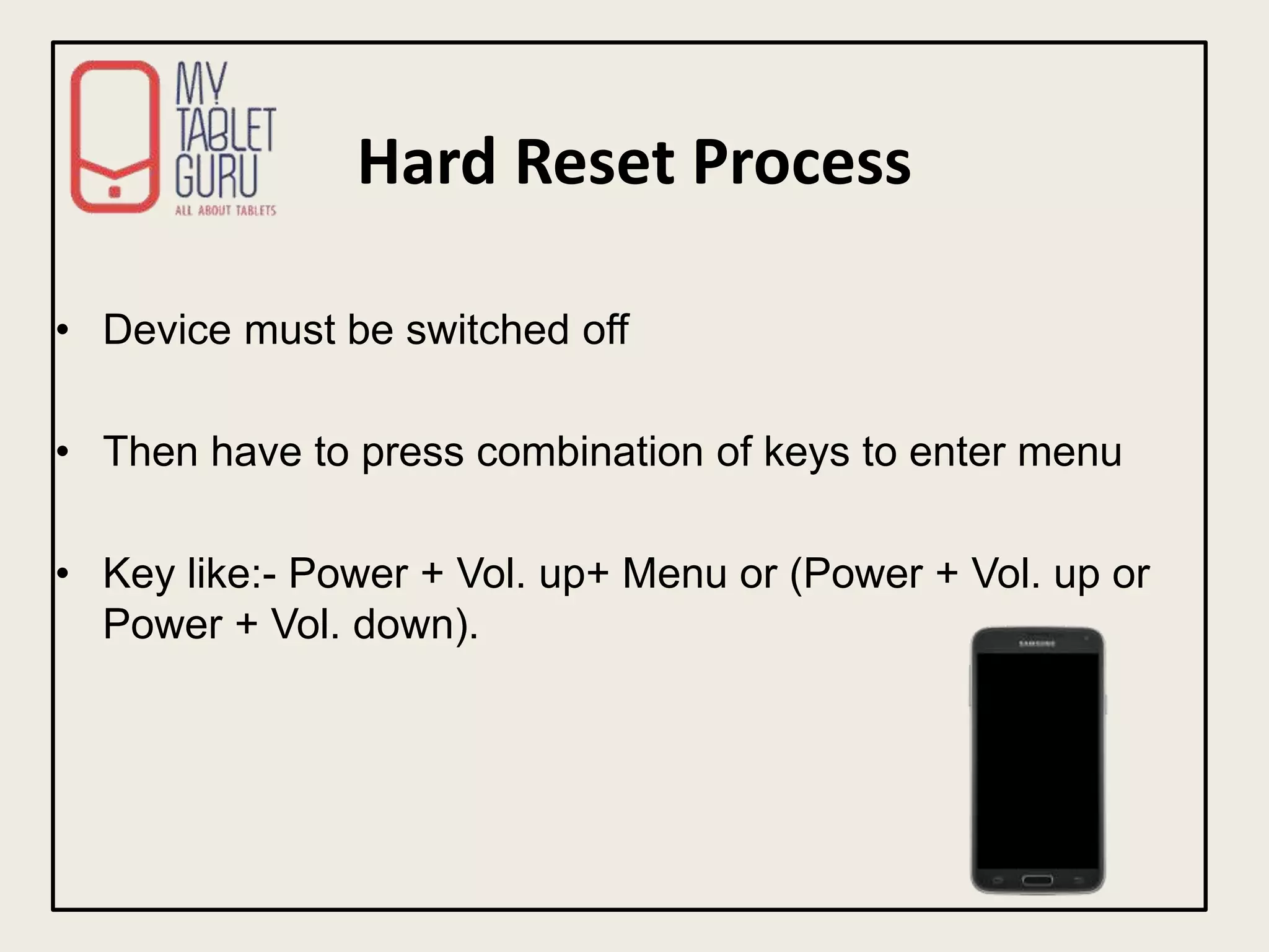 What is Hard Reset of Android Tablet / Mobile | PPT