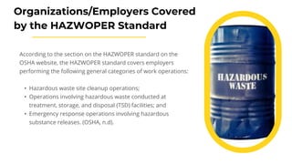 What is HAZWOPER and What is its Purpose | PDF