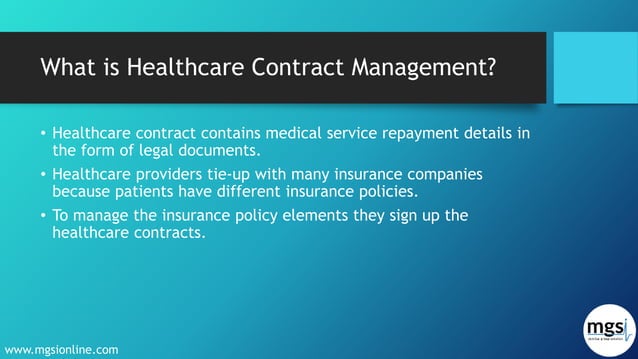 What is healthcare contract management in medical billing | PPT