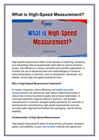 What is High-Speed Measurement ? VIEW Micro-Metrology | PDF