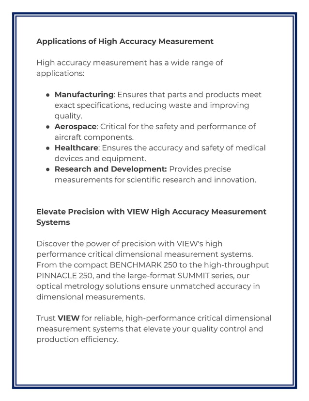 What is High Accuracy Measurement? VIEWmm | PDF