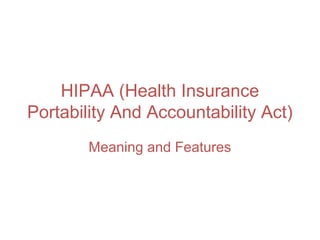 What is hipaa | PPT
