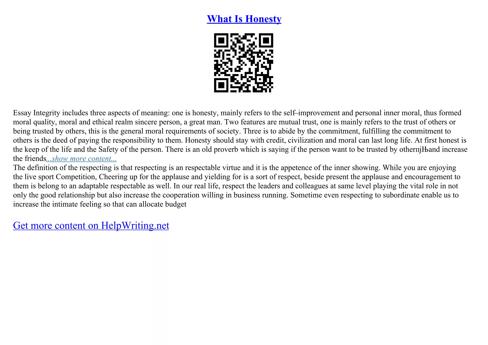 What Is Honesty | PDF