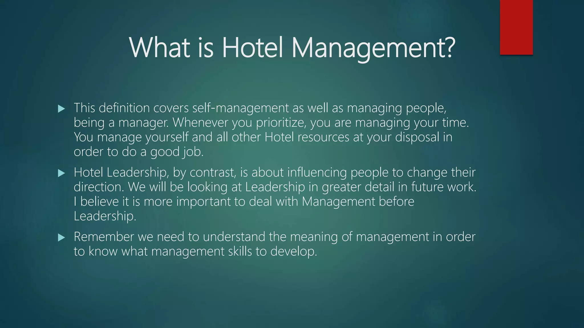 What is a Hotel Management ? | PPT