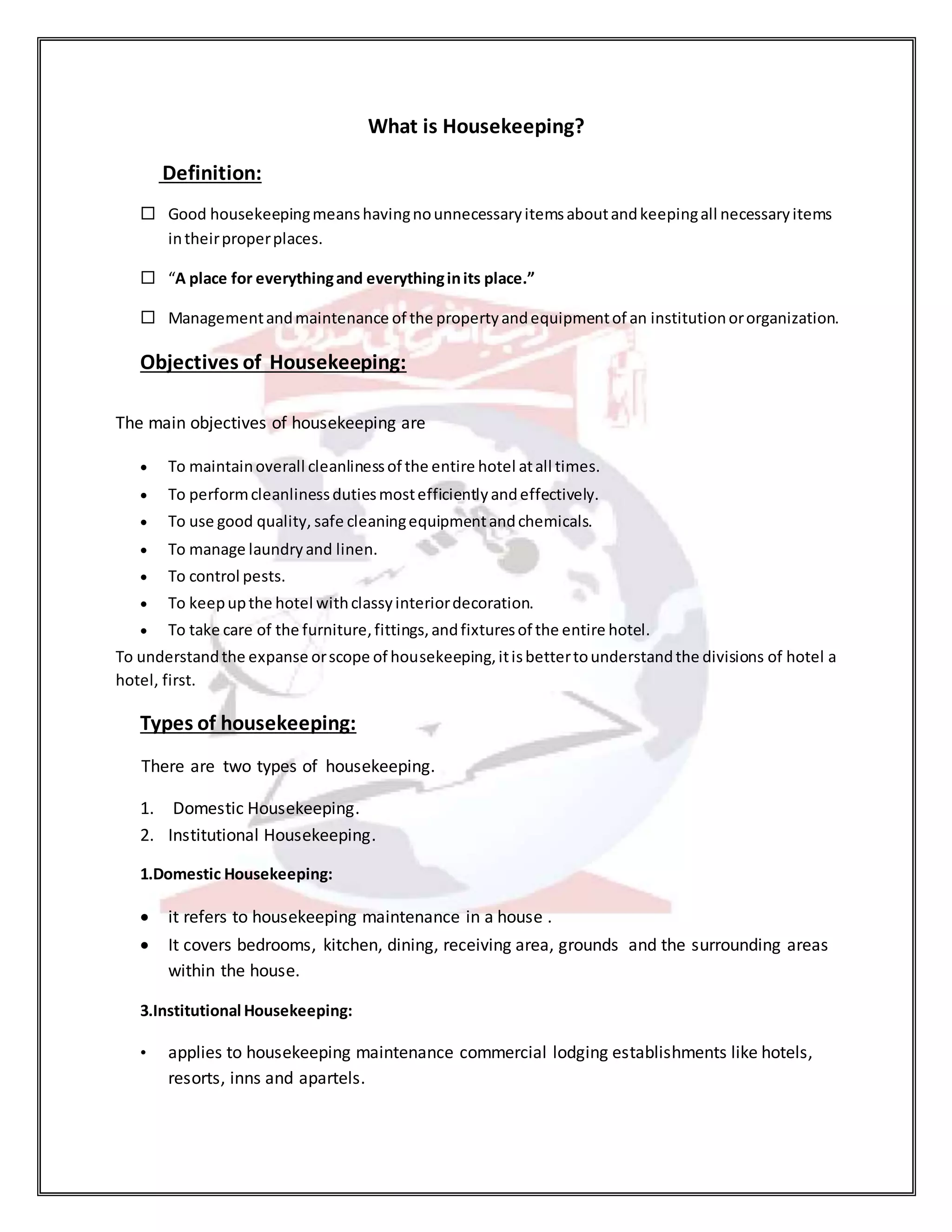 housekeeping | DOCX