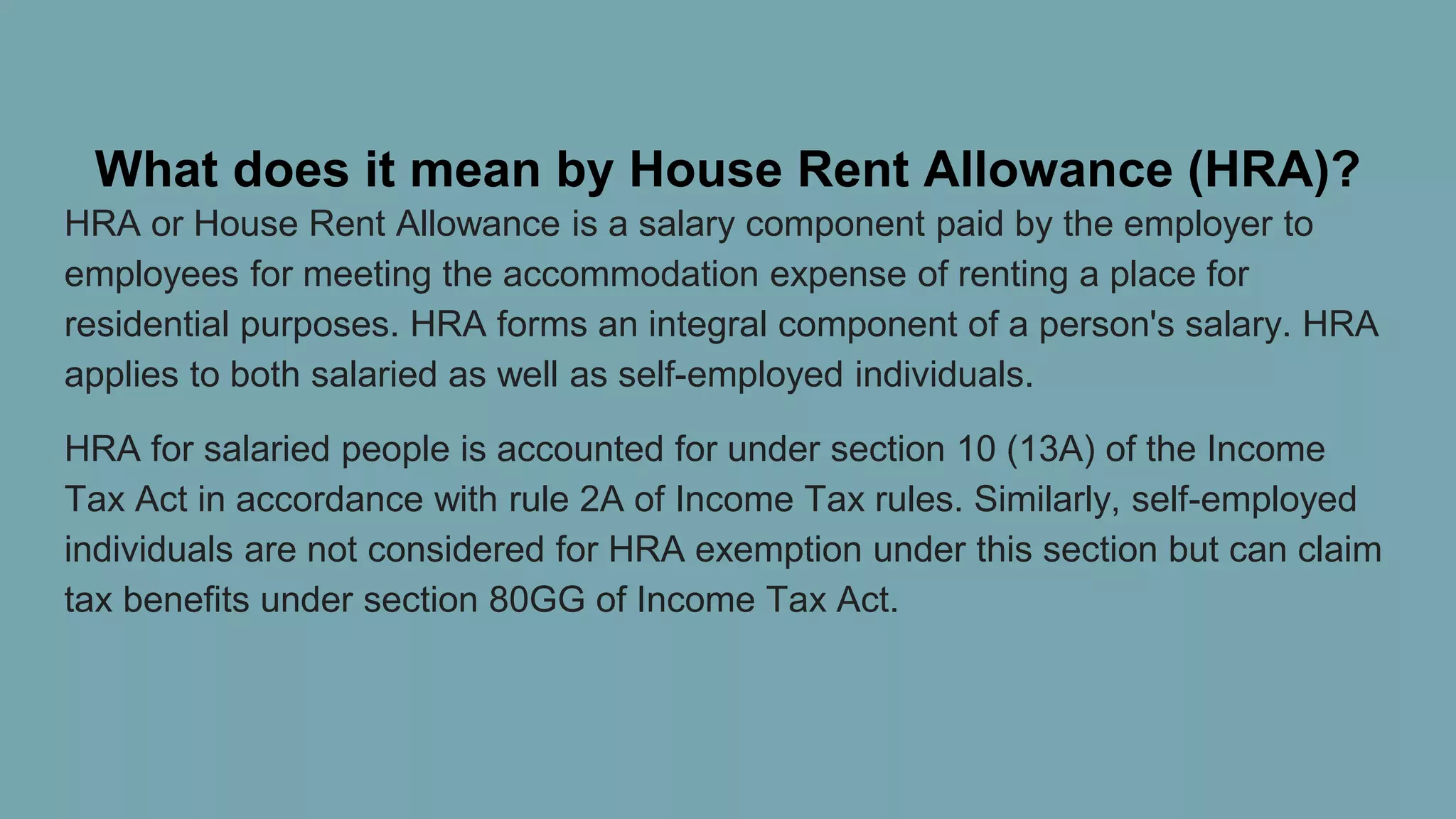What is House Rent Allowance (HRA) in Salary? | PPTX