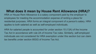 What is House Rent Allowance (HRA) in Salary? | PPT