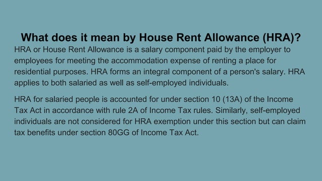 What is House Rent Allowance (HRA) in Salary? | PPT