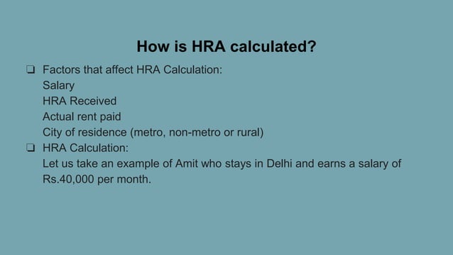 What is House Rent Allowance (HRA) in Salary? | PPT