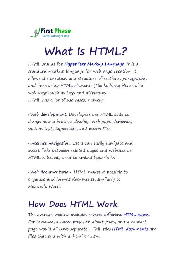 WHAT IS HTML.pdf | Web Design and HTML | Internet