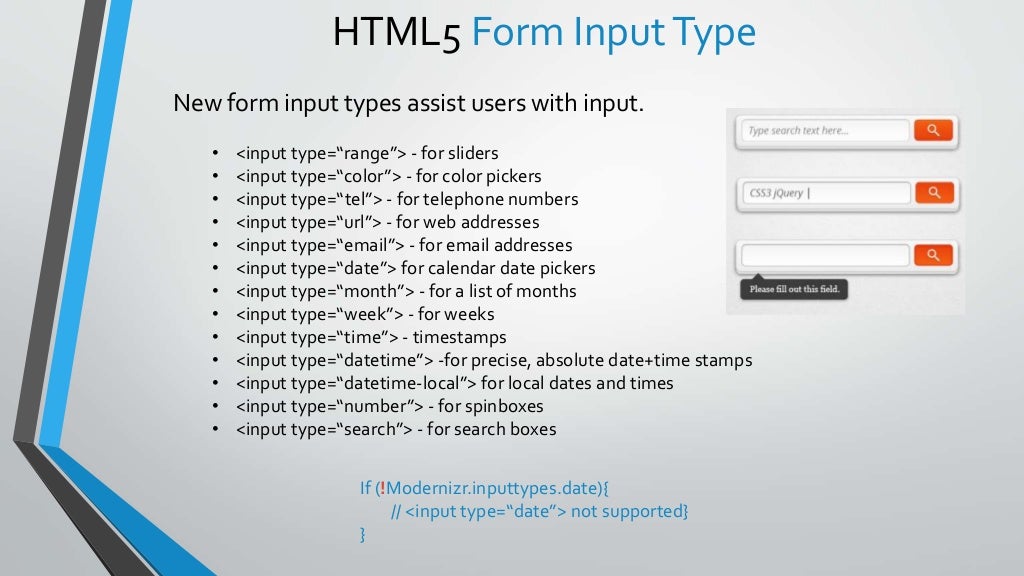 HTML5 Form InputType New Form