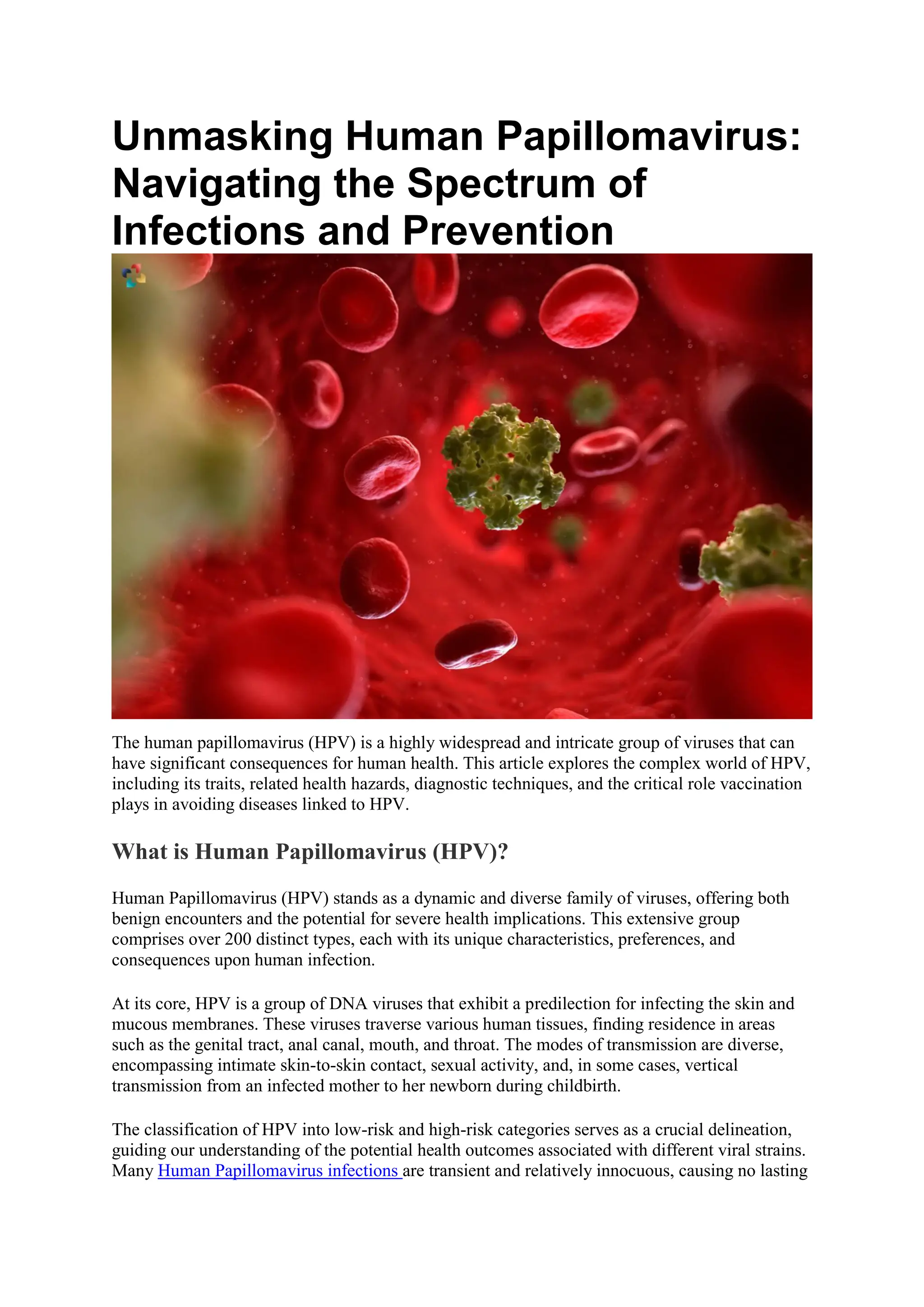 What is Human Papillomavirus (HPV)? Infections and Prevention | The ...