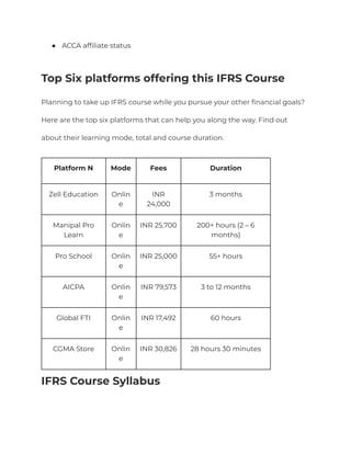 IFRS Course: Eligibility, Syllabus, Skills & Scope | Zell | PDF