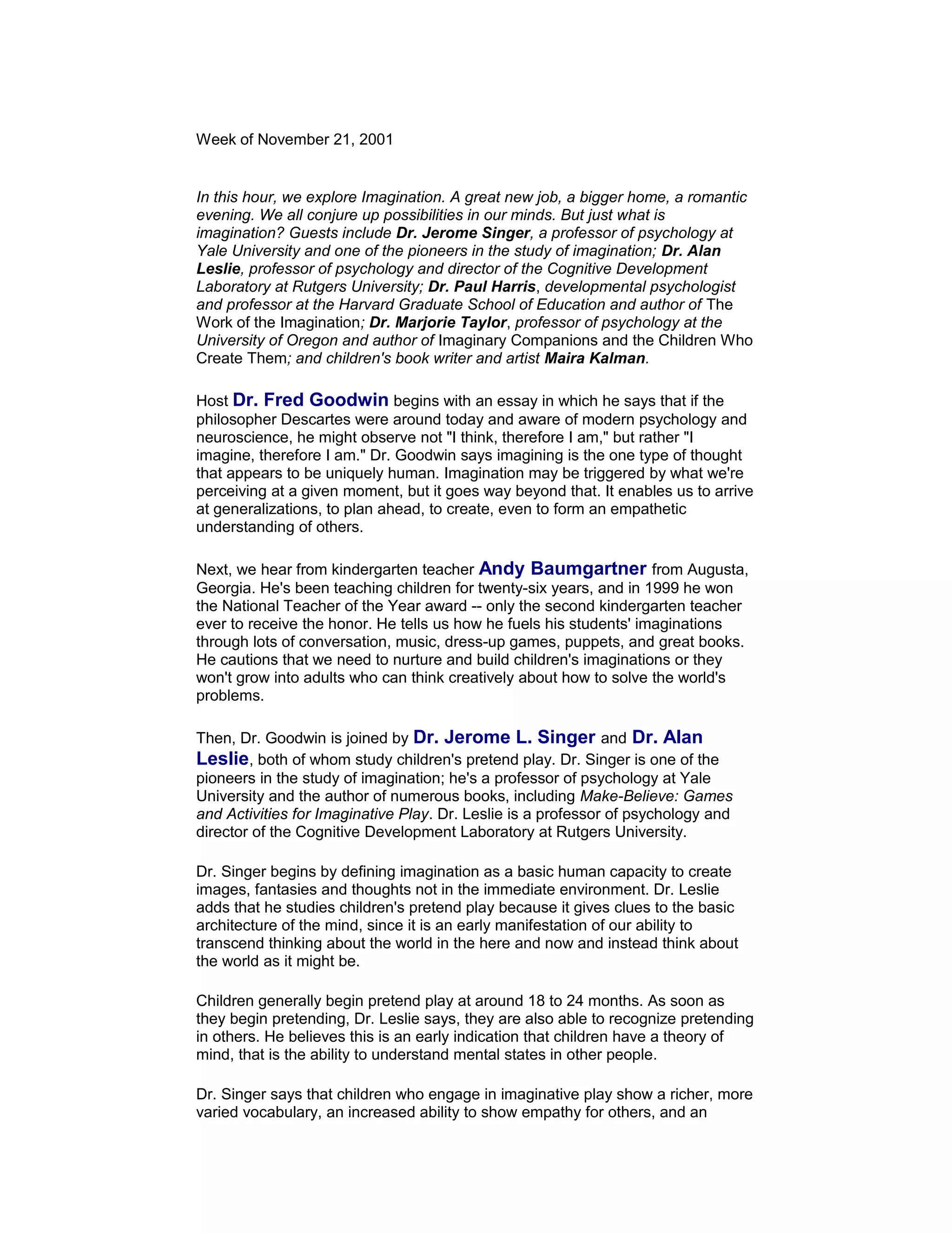 What is imagination 2 | DOC