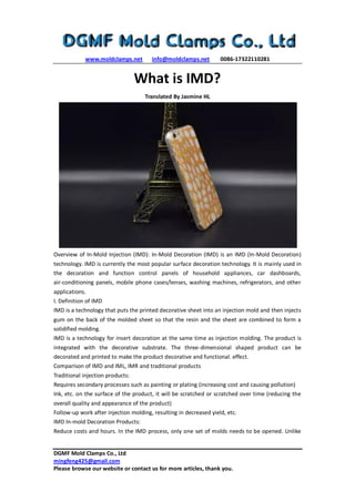 What is imd -dgmf mold clamps co., ltd | PDF | Free Download