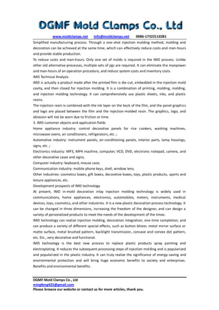 What is imd -dgmf mold clamps co., ltd | PDF
