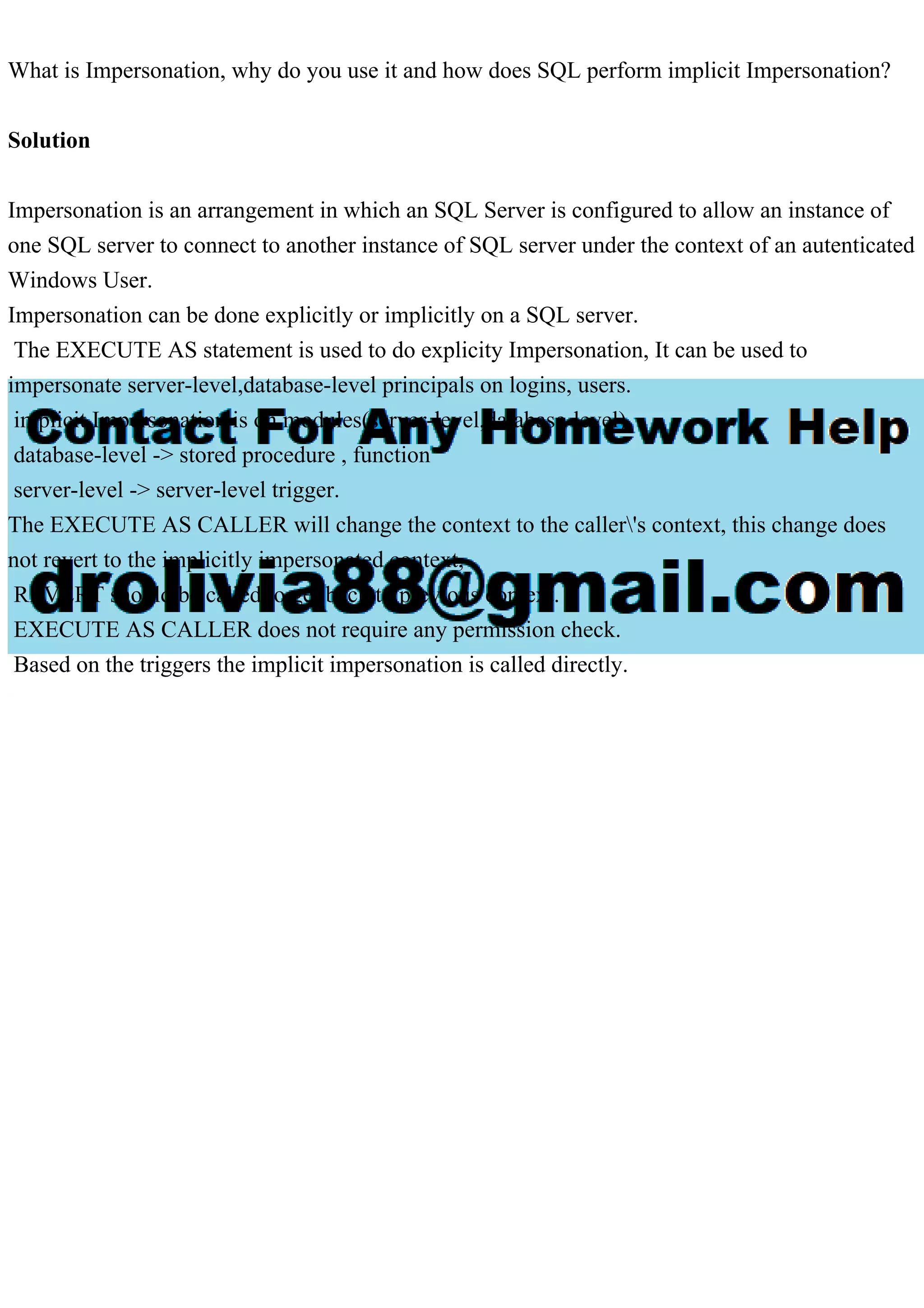 What is Impersonation, why do you use it and how does SQL perform im.pdf
