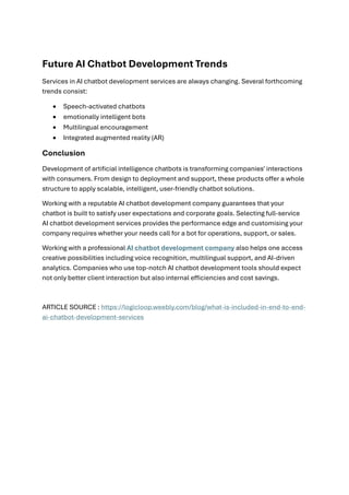 What Is Included in End-to-End AI Chatbot Development Services? | PDF