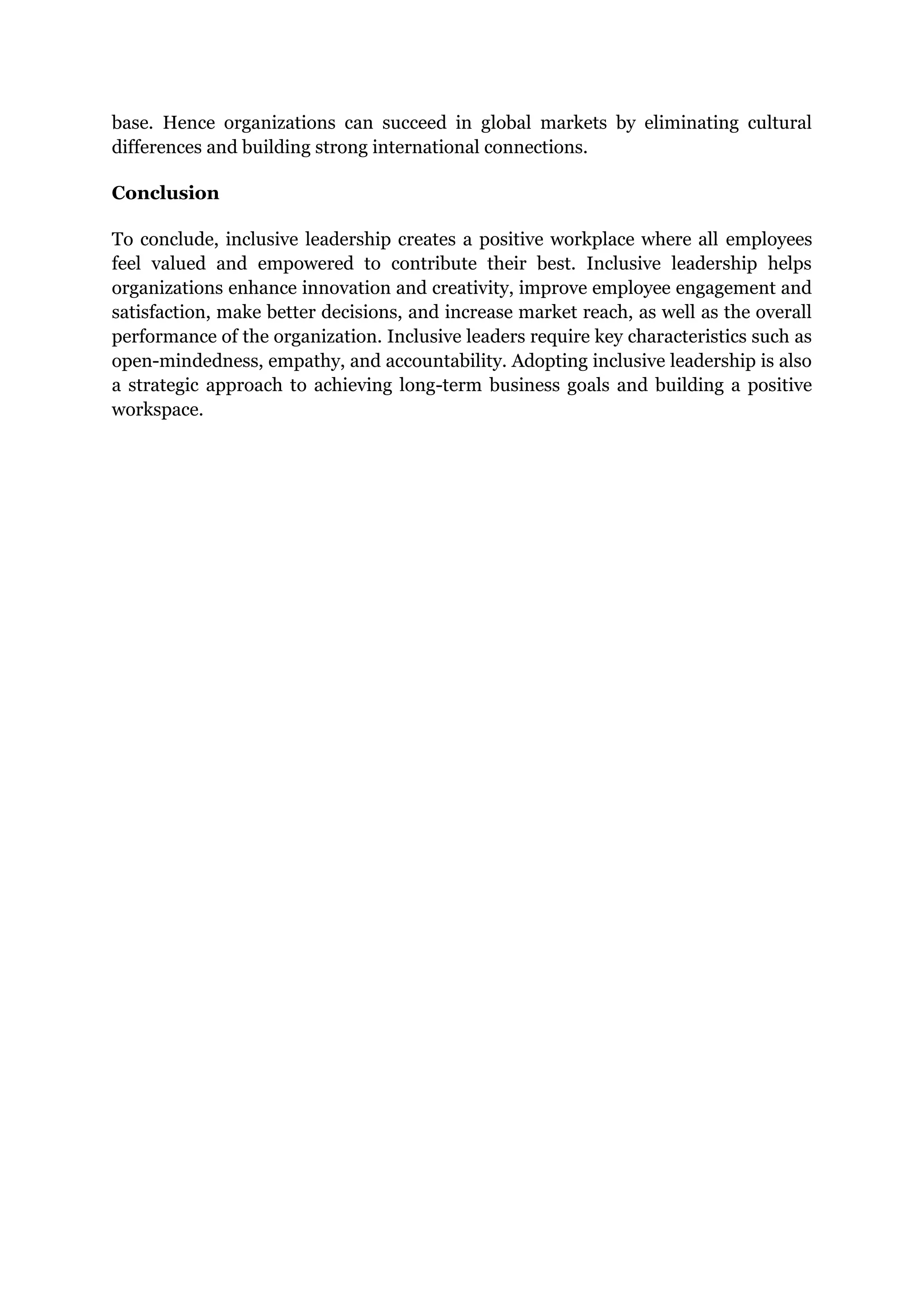 What is Inclusive Leadership and How Can It Benefit Your Organization | PDF