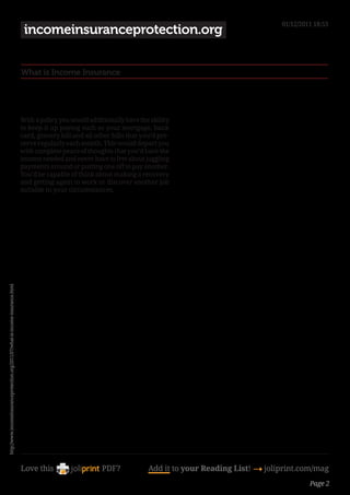 What is income insurance | PDF