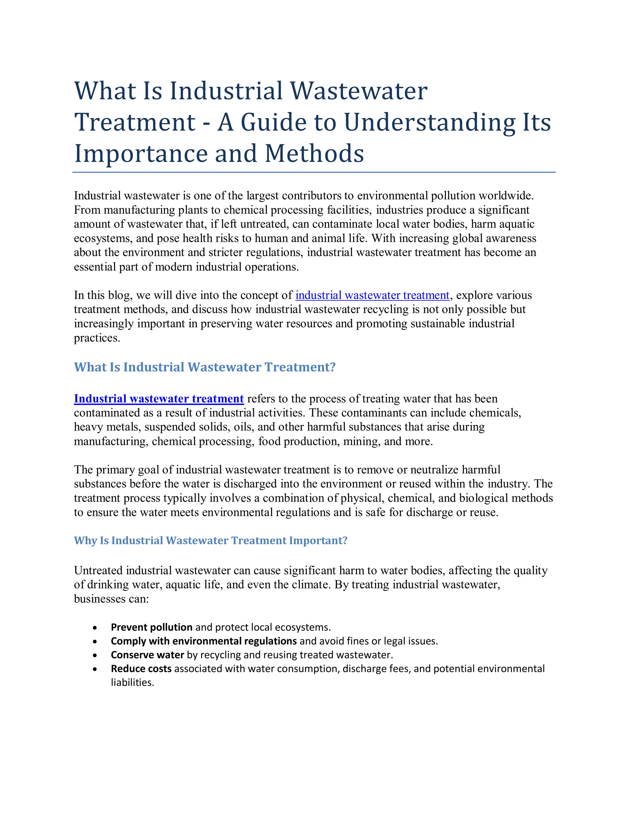 What Is Industrial Wastewater Treatment - A Guide to Understanding Its ...